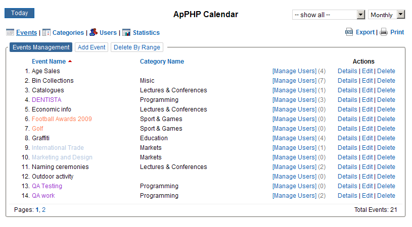 PHP Calendar Script Pro in productivity apps | Alkanyx