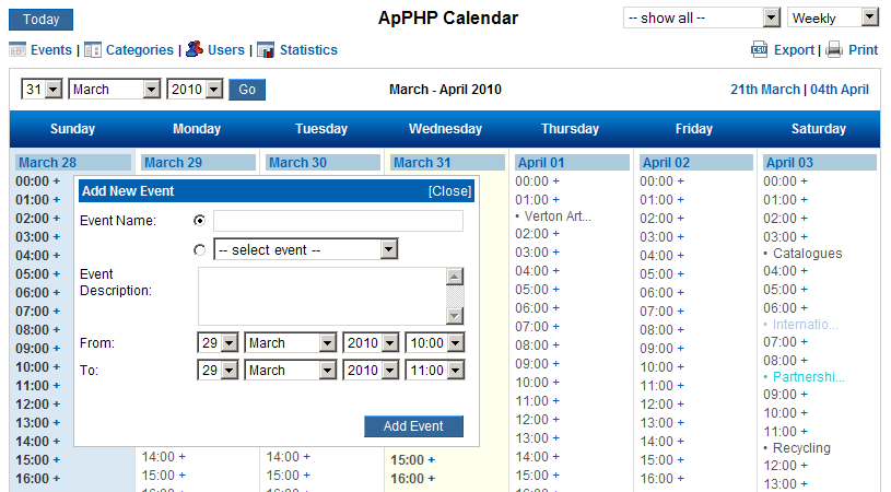 PHP Calendar Script Pro in productivity apps | Alkanyx
